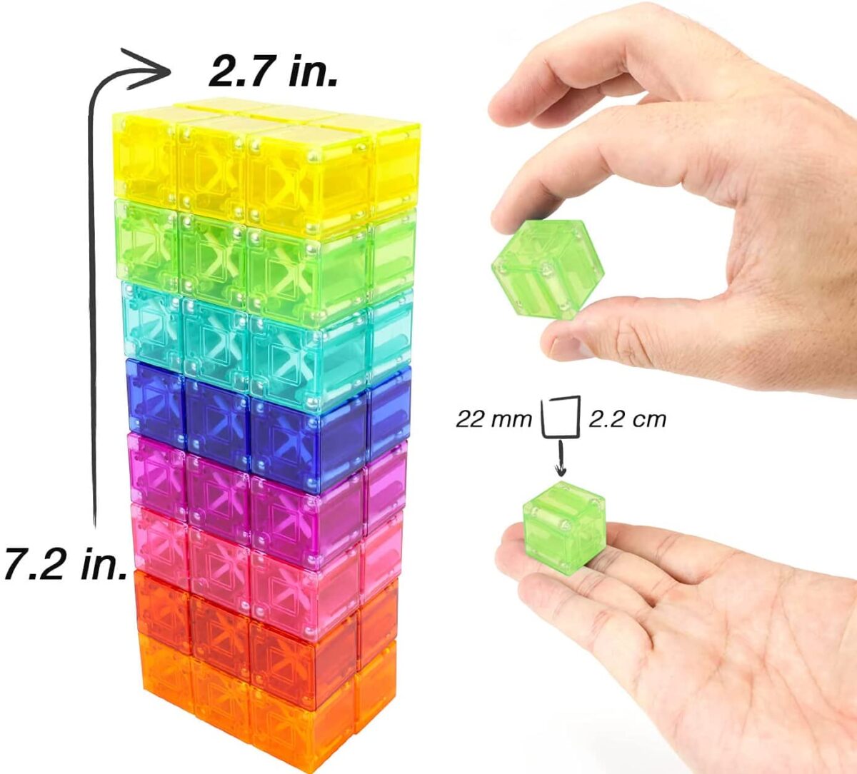 BrainSpark Translucent DigitBlocks 48PCS Magnetic Building Blocks ...
