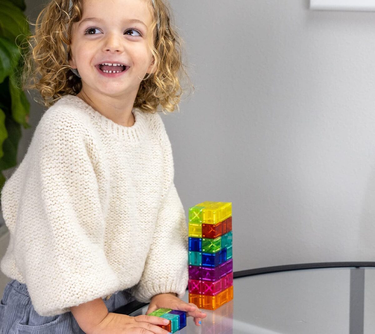 BrainSpark Translucent DigitBlocks 48PCS Magnetic Building Blocks ...