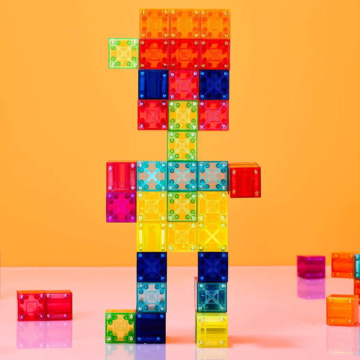 BrainSpark Translucent DigitBlocks 48PCS Magnetic Building Blocks ...