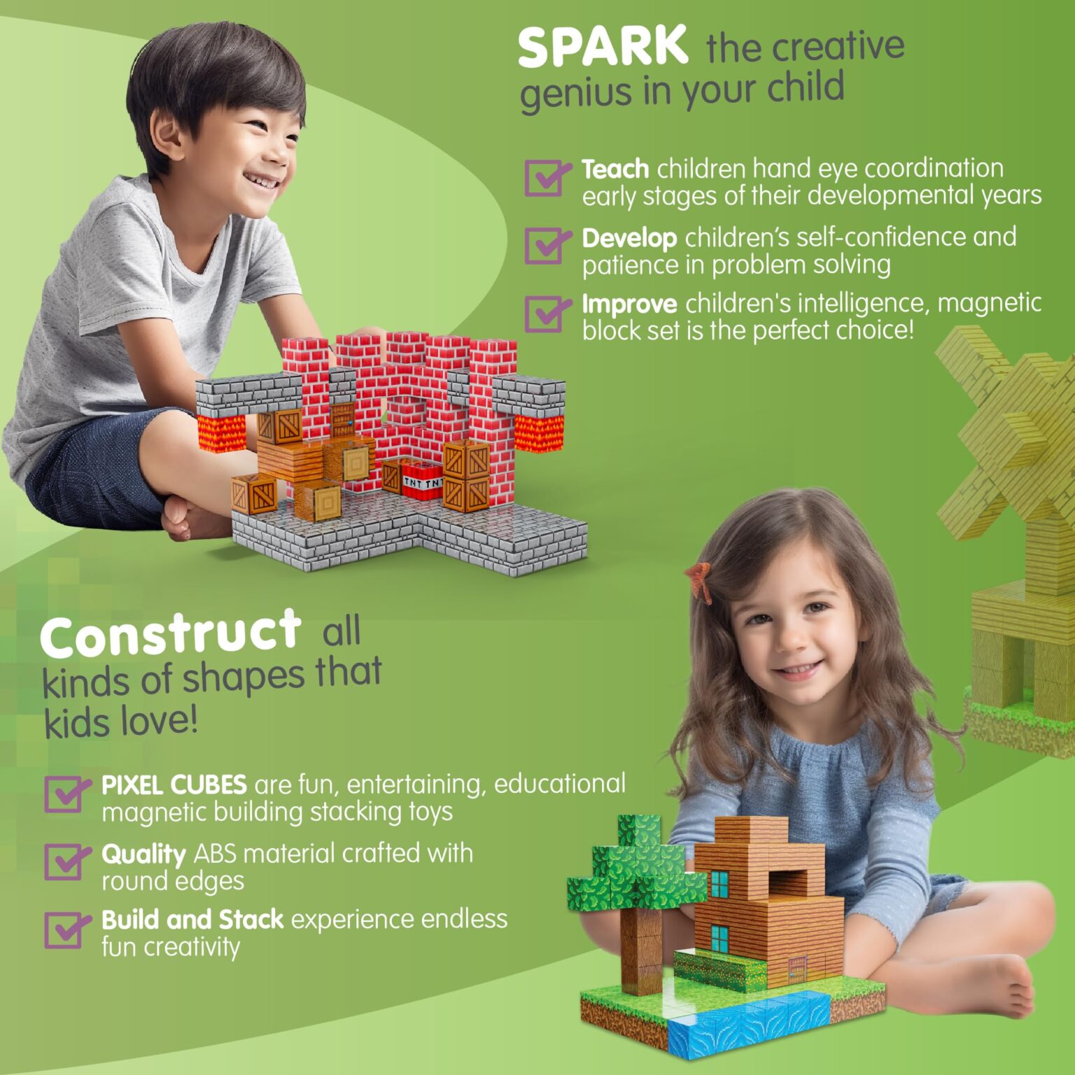 100 Pixel Cubes World Pack Magnetic Building Blocks (Large size ...