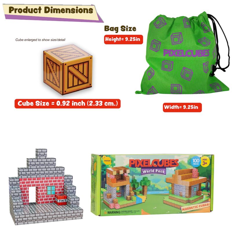 100 Pixel Cubes World Pack Magnetic Building Blocks – BrainSpark