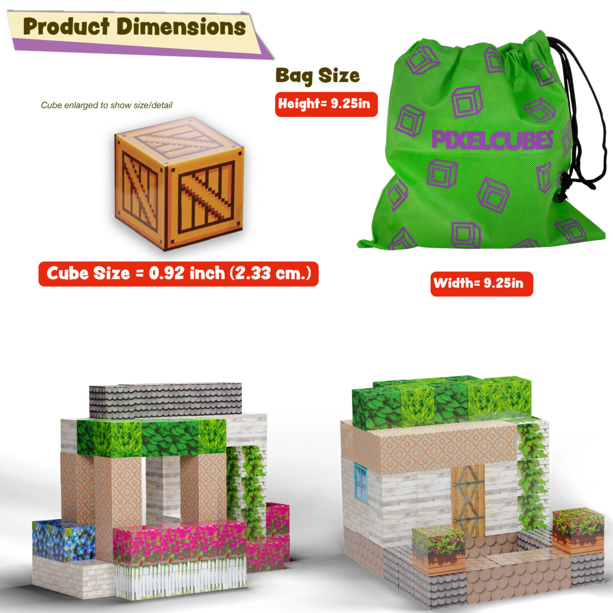 100PCS Pixel Cubes Magnetic Blocks Garden Cottage Edition Building ...