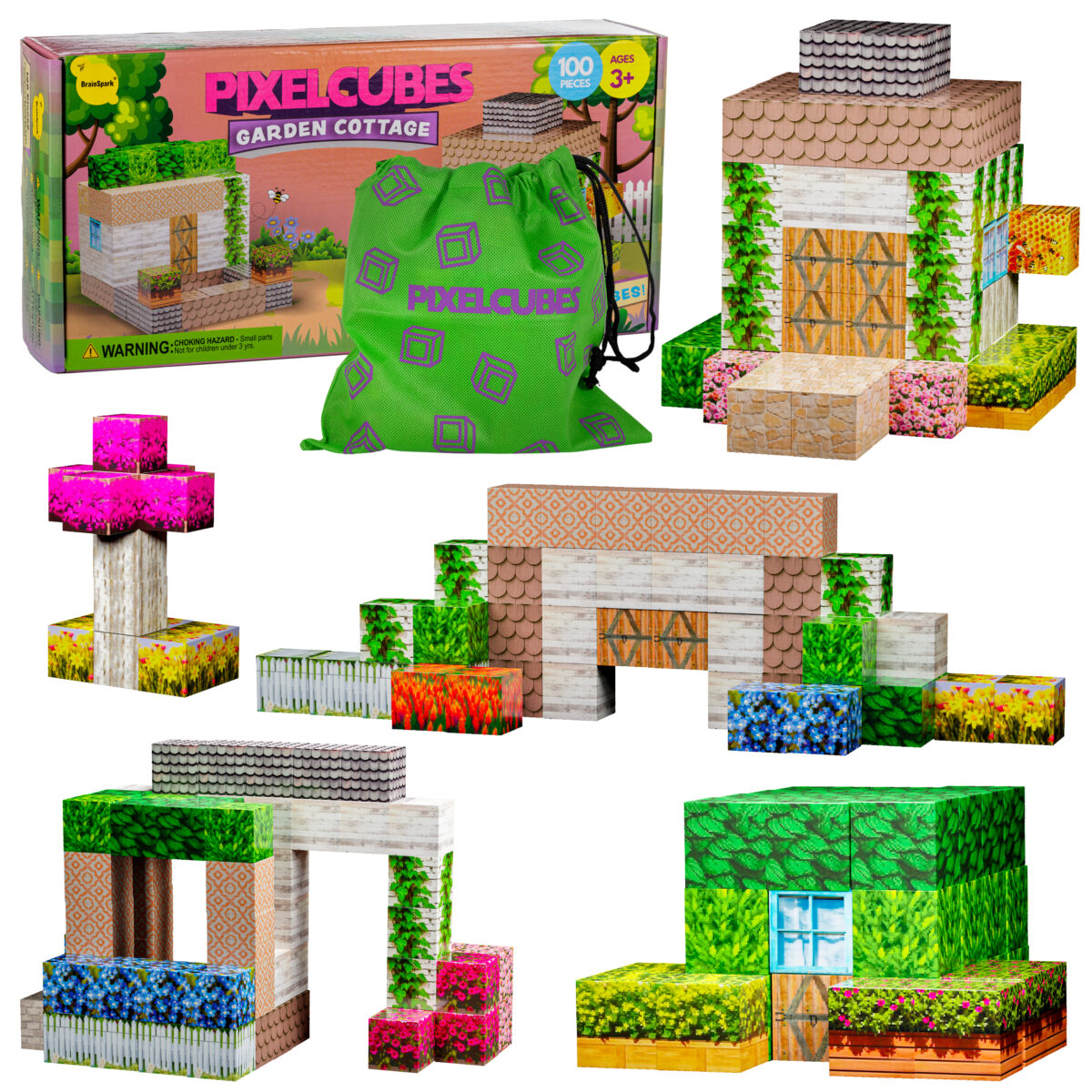 100 Pixel Cubes World Pack Magnetic Building Blocks – BrainSpark